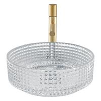 China European Cylinder Shaped Glass Wash Basin Crystal Clear Sink Diemater 14.8