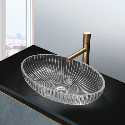China Glass Vessel Bowl Type Wash Basin For Commercial Scratch Resistant for sale