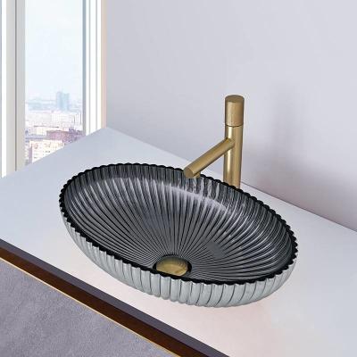 China Die Casting Glass Vessel Basin Smoke Gray Color Interior 135mm Height for sale