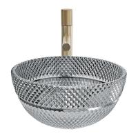 China Modern Crystal Glass Round Countertop Basin For Bathroom for sale