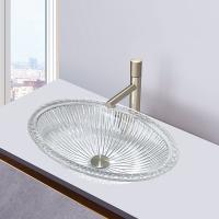 China One Piece Molding Glass Vessel Sink Bowls 550mm Long No Overflow for sale