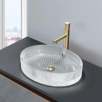 China Scratch Resistant Crystal Clear Glass Vessel Basins Countertop Mounted for sale