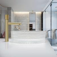 China 12mm Thickness Glass Vessel Basins Crystal Clear Sink No Leakage for sale