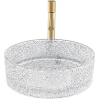 China European Style Round Glass Vessel Basins Ice Ridge Crystal Clear Wash Basin for sale