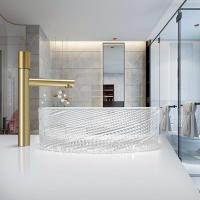China Twill Surface Clear Glass Vessel Basins For Bathroom Hotel for sale
