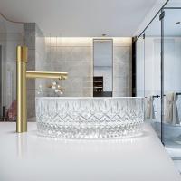China Transparent Crystal Glass Vessel Basins Ice Prism Countertop Sinks for sale