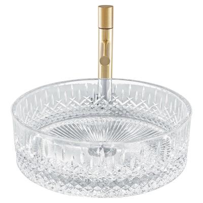 China Transparent Crystal Glass Vessel Basins Ice Prism Countertop Sinks for sale