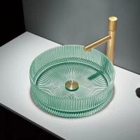 China Colorful Crystal Glass Wash Basin Cylindrical Shape Countertop Basin Bowl for sale