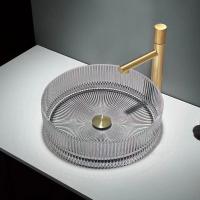 China Colorful Crystal Glass Wash Basin Cylindrical Shape Countertop Basin Bowl for sale