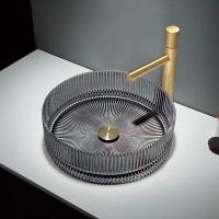 China Colorful Crystal Glass Wash Basin Cylindrical Shape Countertop Basin Bowl for sale