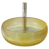 China Italy Design Crystal Glass Vessel Basins Yellow Color Bathroom Vanity Sink for sale