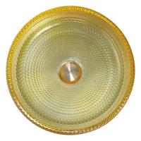 China Italy Design Crystal Glass Vessel Basins Yellow Color Bathroom Vanity Sink for sale
