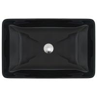 China High Glossy Bathroom Wash Basins Black Crystal Stone Glass Vessel Sinks for sale