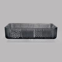 China European Style Rectangular Shaped Glass Wash Basin Transparent Black Sink for sale