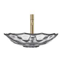 China Modern Ball Shaped Glass Wash Basin Light Gray Color Vessel Sinks Pop Up Drain for sale