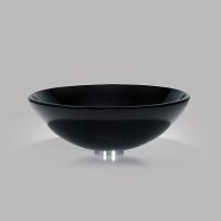 China 420mm Tempered Glass Sink Black Bathroom Countertop Wash Basins for sale