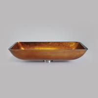 China Gold Countertop Mounted Bathroom Wash Basins Smooth Interior And Exterior Handmade for sale
