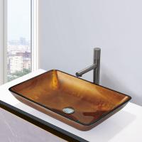 China Gold Countertop Mounted Bathroom Wash Basins Smooth Interior And Exterior Handmade for sale