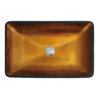 China Gold Countertop Mounted Bathroom Wash Basins Smooth Interior And Exterior Handmade for sale