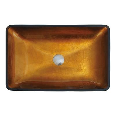 China Gold Countertop Mounted Bathroom Wash Basins Smooth Interior And Exterior Handmade for sale