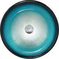 China Bathroom Tempered Glass Sink Black Blue Round Wash Basin Bowl Easy Clean for sale