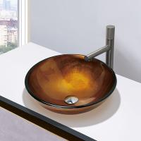 China 420mm Tempered Glass Sink Foil Gold Bathroom Countertop Wash Basins for sale