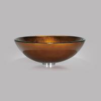 China 420mm Tempered Glass Sink Foil Gold Bathroom Countertop Wash Basins for sale