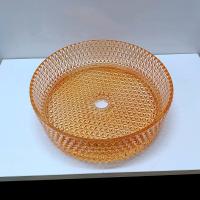 China Diamond Shape Crystal Vessel Sink Orange Color Table Top Wash Basin for sale