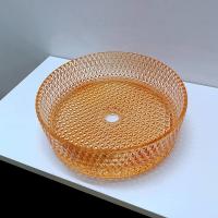 China Diamond Shape Crystal Vessel Sink Orange Color Table Top Wash Basin for sale