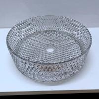 China Italian Design Crystal Glass Vessel Basins Transparent Light Gray Color Countertop for sale