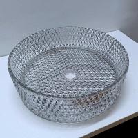 China Italian Design Crystal Glass Vessel Basins Transparent Light Gray Color Countertop for sale