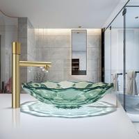 China Light Green Color Crystal Glass Wash Basin Football Shape Countertop Basin Bowl for sale