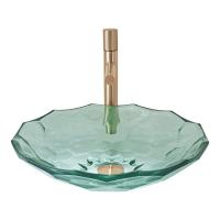 China Light Green Color Crystal Glass Wash Basin Football Shape Countertop Basin Bowl for sale
