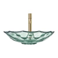 China Modern Ball Shaped Glass Wash Basin Light Green Color Vessel Sinks Pop Up Drain for sale