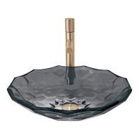 China Transparent Black Glass Wash Basin Diecasting Crystal Bathroom Vanity Sink for sale