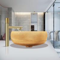 China 420mm Round Glass Wash Basin Hand Wash 45mm Dia No Hole for sale