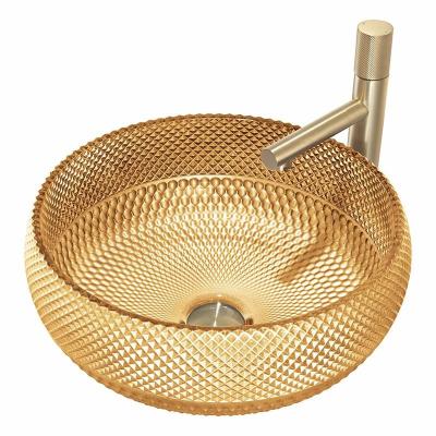 China 420mm Round Glass Wash Basin Hand Wash 45mm Dia No Hole for sale