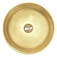 China Electroplated coating Glass Vessel Basins Crystal Bath Wash Sinks In 18K Gold Color for sale