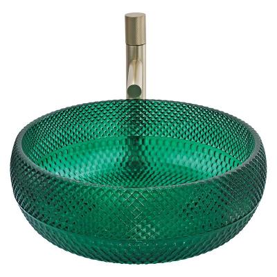 China Countertop Mounted Glass Vessel Sinks Crystal Bathroom Wash Wash Basin for sale