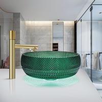 China Countertop Mounted Glass Vessel Sinks Crystal Bathroom Wash Wash Basin for sale
