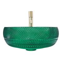 China European Style Round Shaped Glass Vessel Basins Crystal Bathroom Wash Sinks Green Color for sale