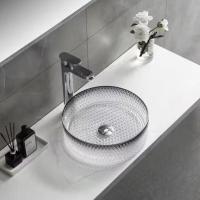 China Gradient Black Glass Wash Basin Diecasting Crystal Bathroom Vanity Sink for sale