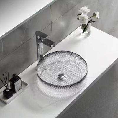 China Gradient Black Glass Wash Basin Diecasting Crystal Bathroom Vanity Sink for sale