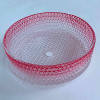 China Modern Gradient Red Glass Basin Bowl Diecasting Crystal Bathroom Vanity Sink for sale