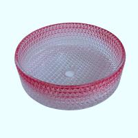 China Modern Gradient Red Glass Basin Bowl Diecasting Crystal Bathroom Vanity Sink for sale