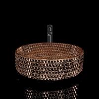 China Coffee Gold Crystal Glass Wash Basin Bathroom Vanity Wash Sink Above Counter for sale