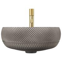 China 12mm Thickness Crystal Glass Vessel Basins In Dark Gray Color For Office Art Deco Round Shape for sale