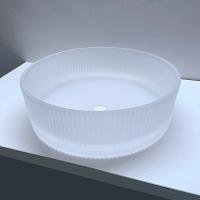 China Acid Matt Crystal Glass Wash Basin Vertical Stripes Diecasting Countertop Bathroom Sinks for sale