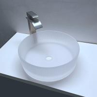China Acid Matt Crystal Glass Wash Basin Vertical Stripes Diecasting Countertop Bathroom Sinks for sale