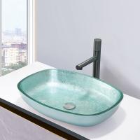 China Foil Silver Tempered Bath Wash Basins Glass Bowl Melon Shape Table Top Solid for sale
